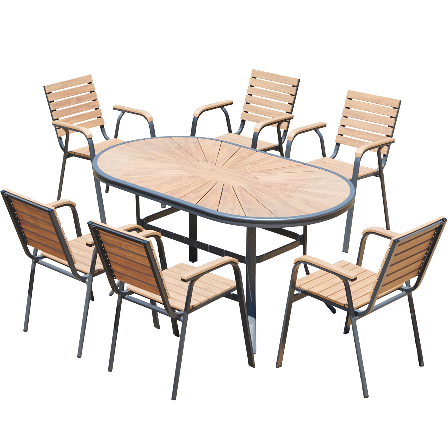 Outdoor WPC (Wood-Plastic Composite) Table and Chairs – Waterproof, Sun ...